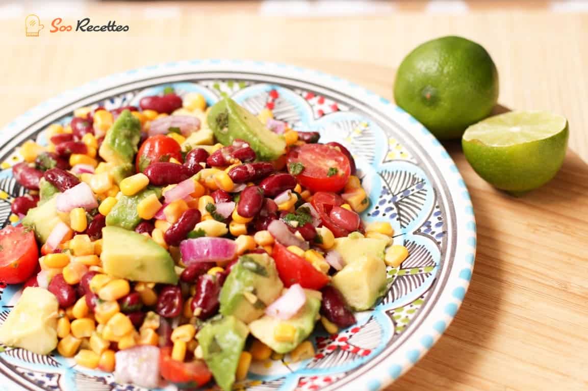 Salade de haricots rouges, maïs et avocat - Sos Recette