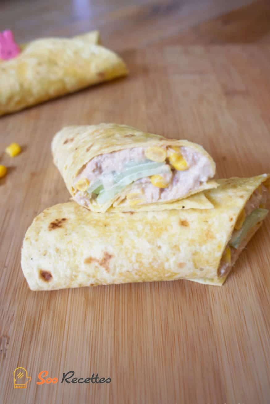 Wraps au thon, maïs et concombre - Sos Recette