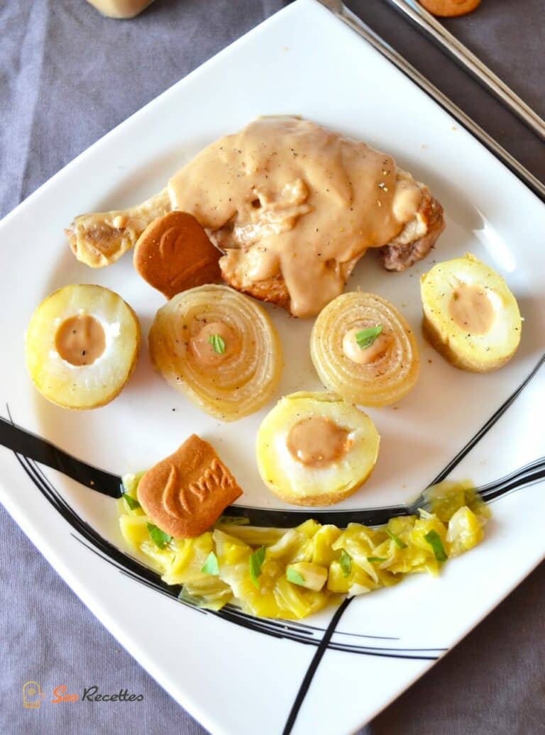 Canard braisé aux oignons et sa crème de spéculoos - Sos Recette